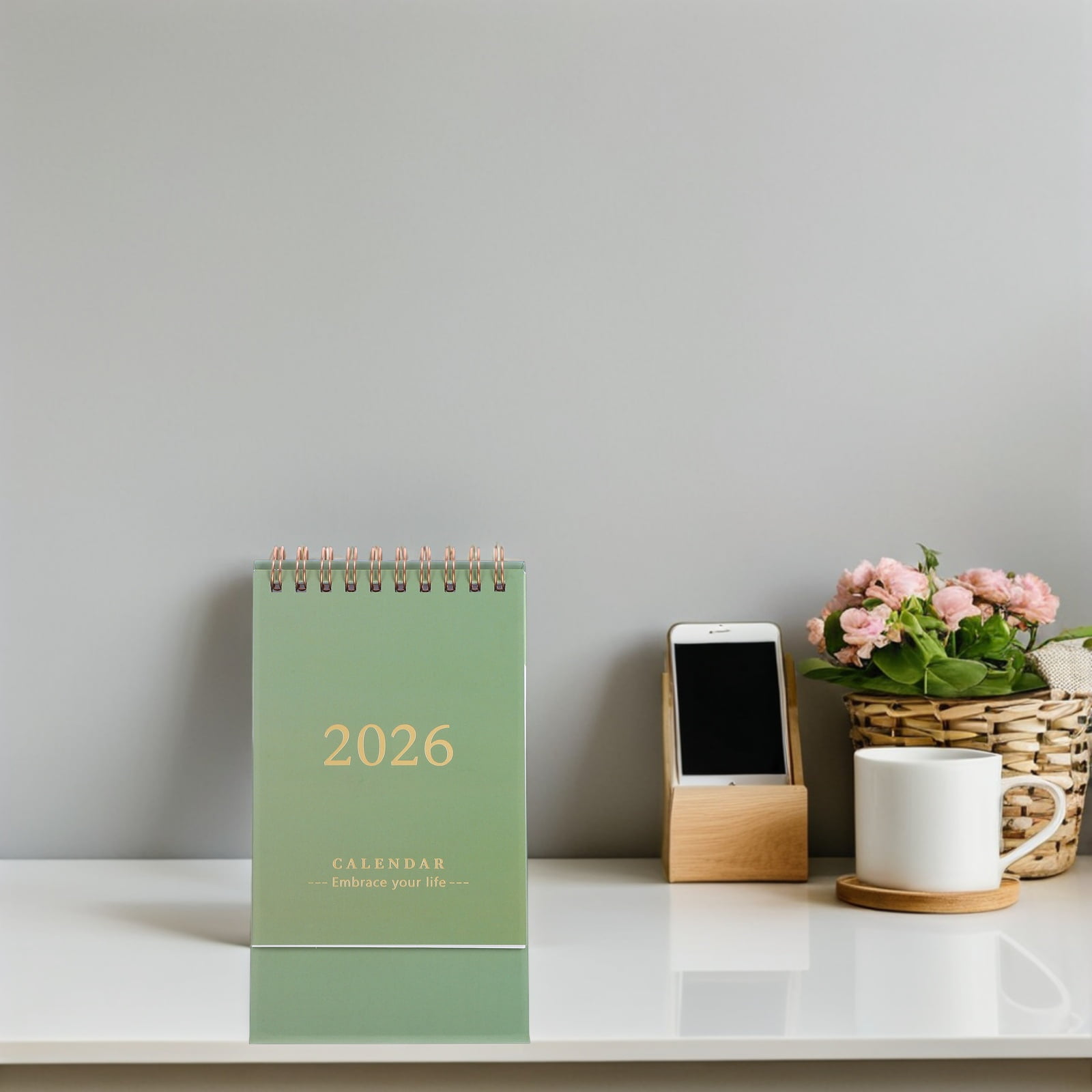 LOLIPPYY 2026 Time Plan Calendar Olive Green Compact Foldable Desktop ...