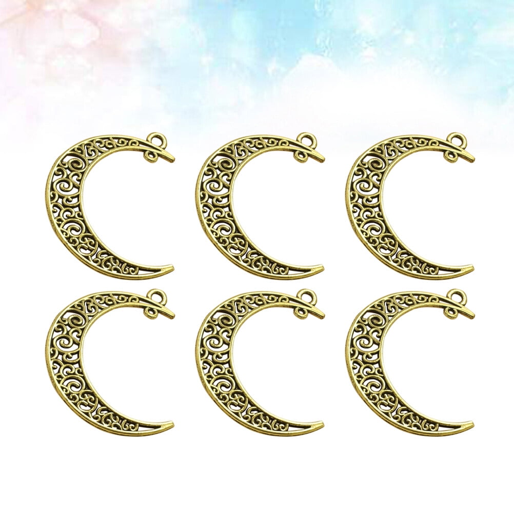 LOLIPPYY 20Pcs Alloy Charm Pendant Golden Moon Shape for Jewelry Making ...
