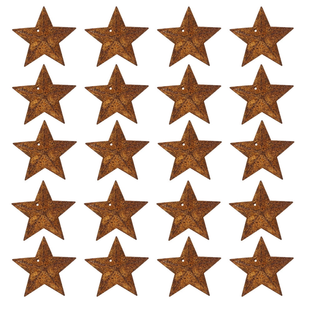 LOLIPPYY 20Pcs Brown Metal Five Pointed Star Hanging Decor for Indoor ...