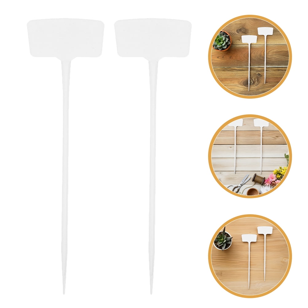 LOLIPPYY 20Pcs Plastic Garden Stake Sign White Elegant Flower Name Tags ...