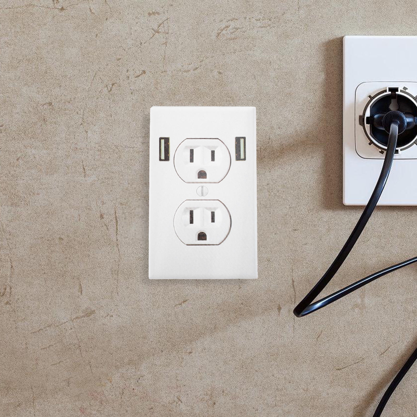 LOLIPPYY 20Pcs Realistic Power Socket Stickers White Vinyl Fake ...