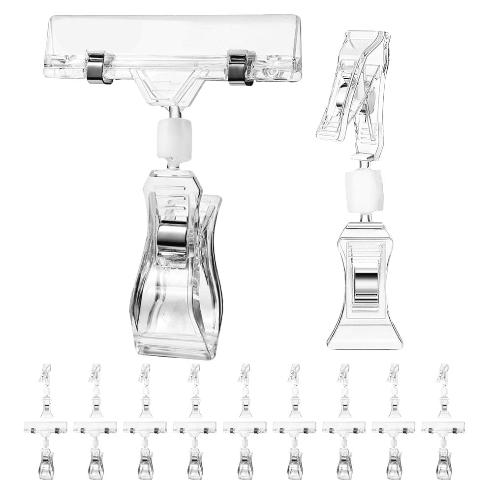 LOLIPPYY 20pcs Sign Clips Rotatable Sign Holders Clear Displaying Clips ...