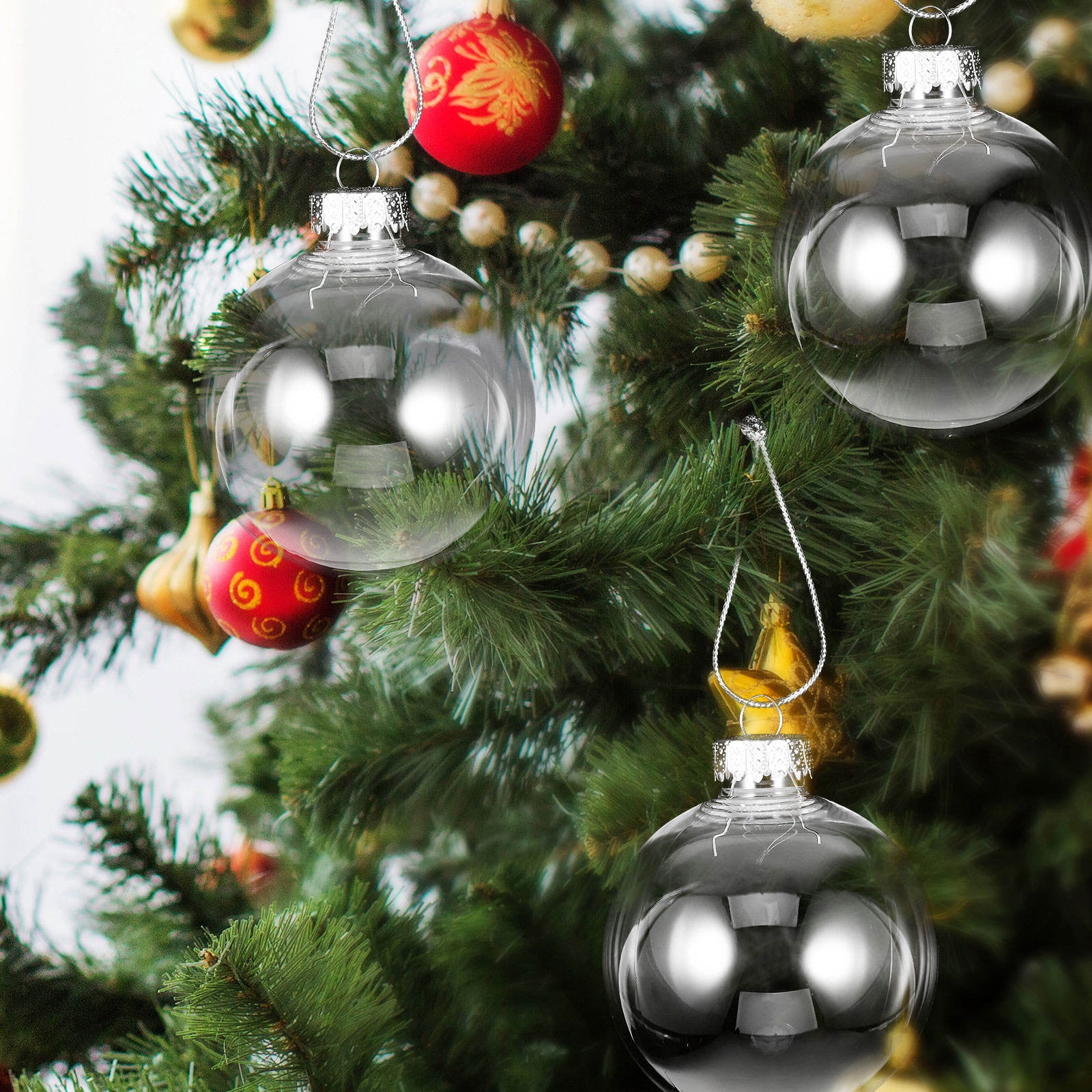 LOLIPPYY 25Pcs Clear Plastic Bauble Ornaments Shatterproof Fillable ...