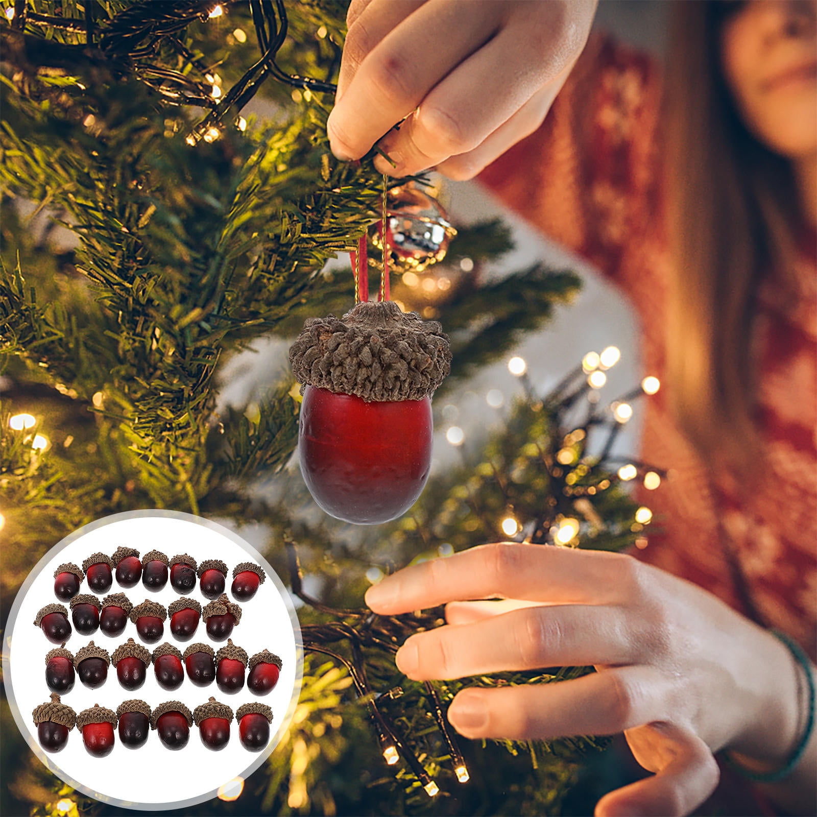 LOLIPPYY 25Pcs Fake Acorn Decor Dark Red Elegant Design for ...