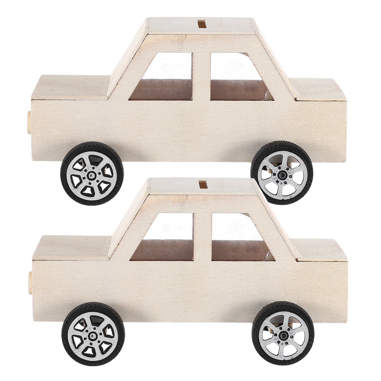 LOLIPPYY 2PCS DIY Wooden Car Shaped Piggy Bank Kit Unfinished Coin ...