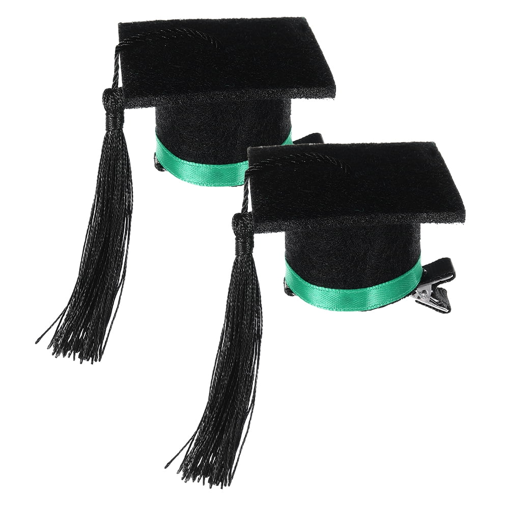 LOLIPPYY 2Pack Doctoral Graduation Cap Hair Clip Green Felt Iron For ...