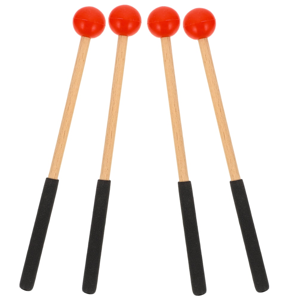 LOLIPPYY 2Pairs Red Rubber Tip Drum Sticks for Tongue Drum Marimba and ...