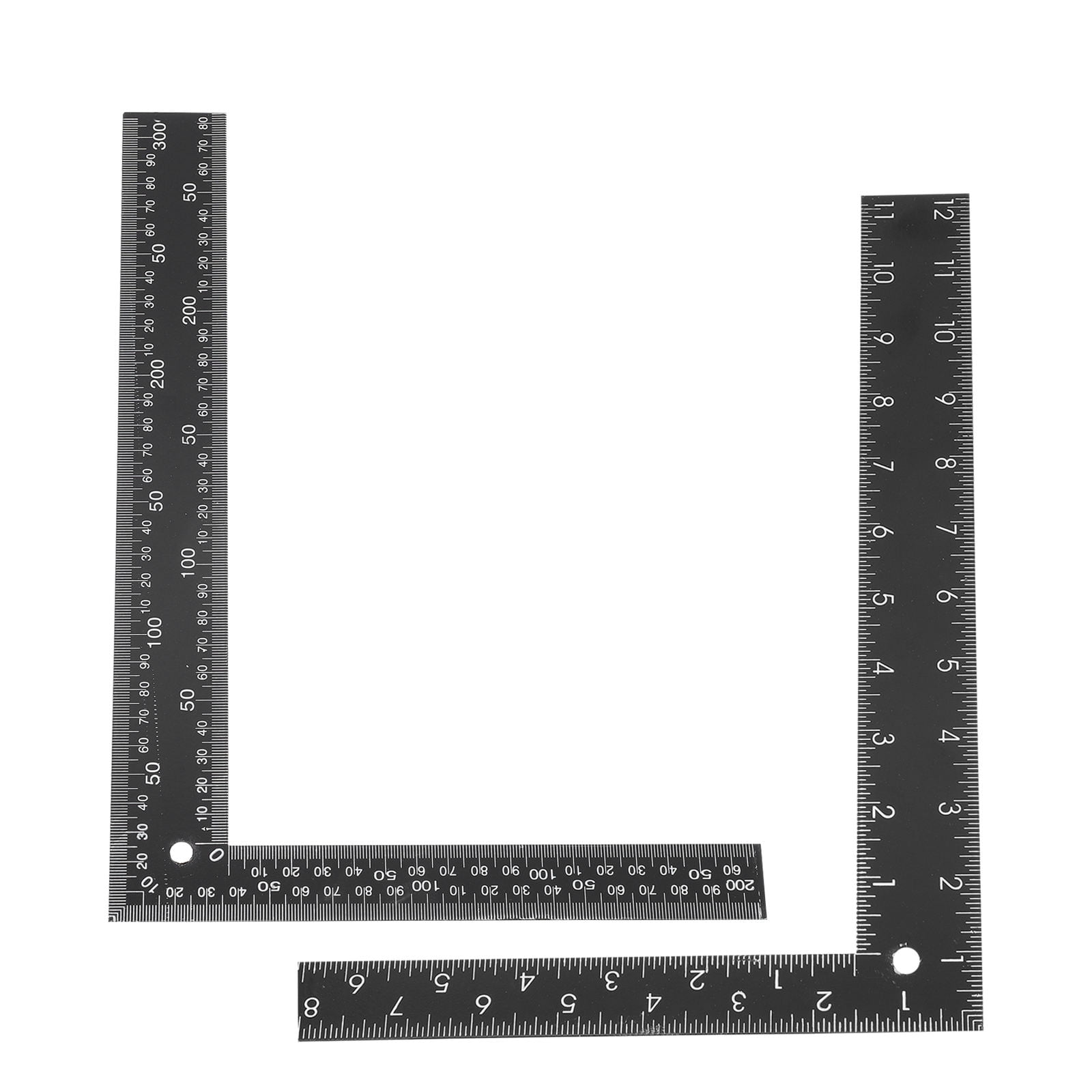 LOLIPPYY Set of 2 Black Steel L-Shaped Carpenter Rulers Ergonomic Angle ...