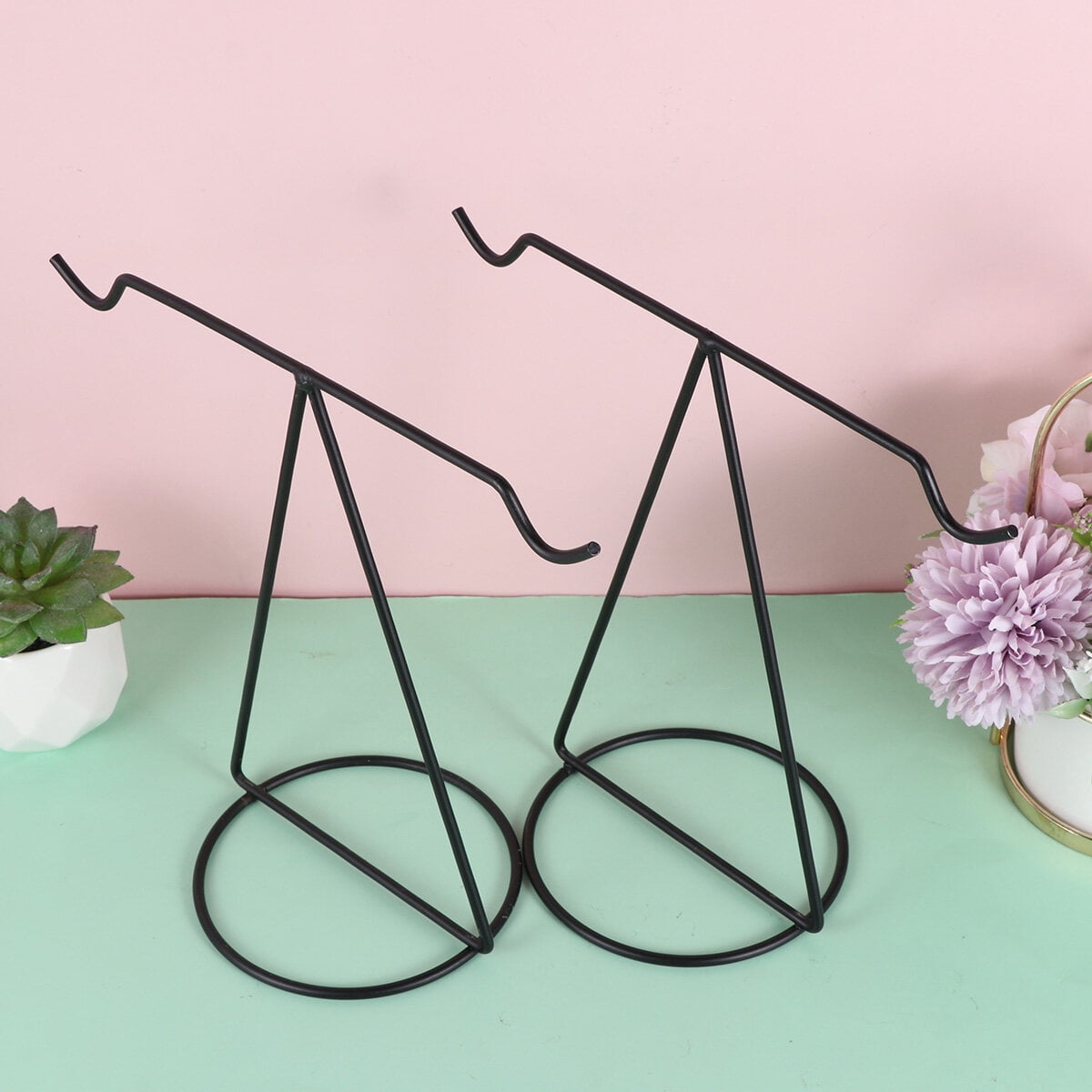 LOLIPPYY 2Pcs Black Storage Shelves with Balance Shape Design for Home ...