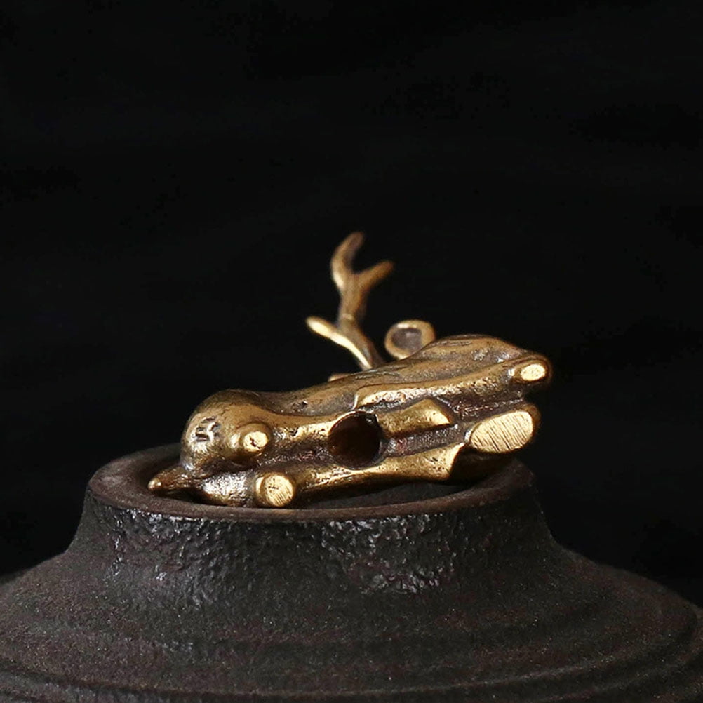 LOLIPPYY 2Pcs Brass Deer Sculpture Retro Style Desktop Decor Durable ...