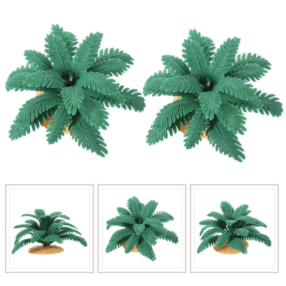 LOLIPPYY 2Pcs Decorative Palm Trees PVC Realistic Design DIY Miniature ...
