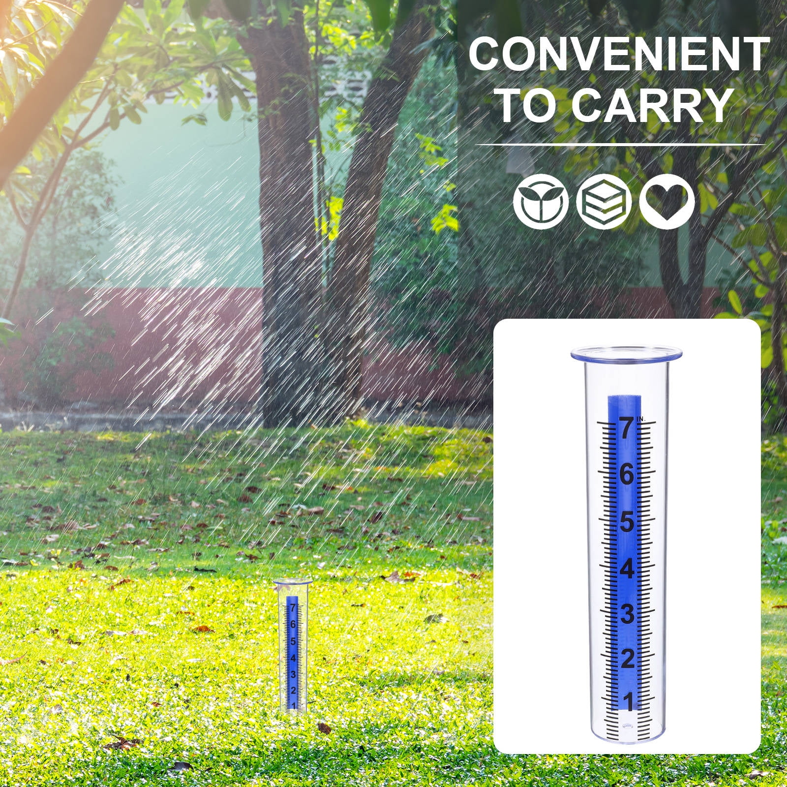 LOLIPPYY 2Pcs Lightweight Transparent Rain Gauge Tubes for Easy Outdoor ...
