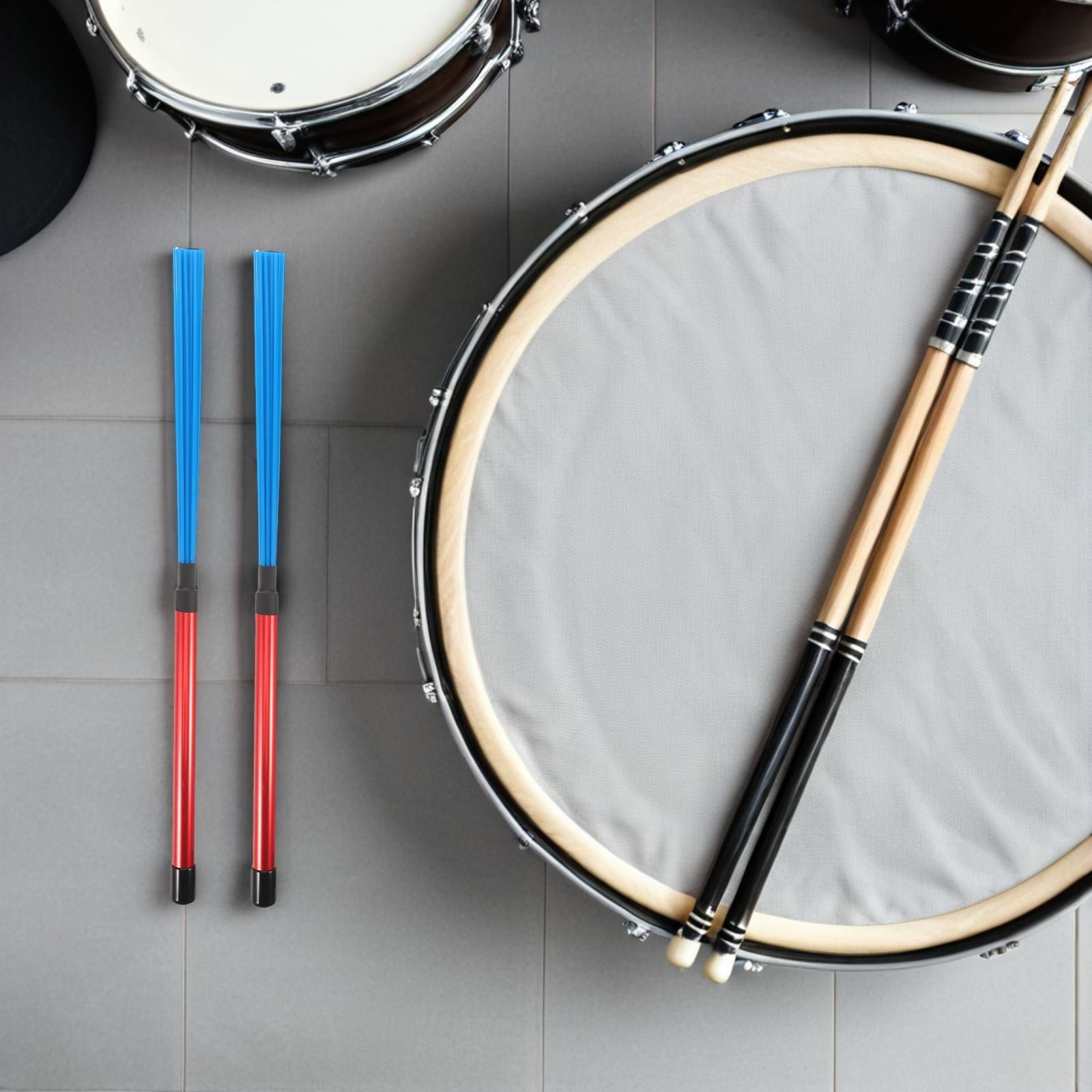 LOLIPPYY 2Pcs Multi Color Jazz Drum Brush Bundle Sticks for Cajon and ...