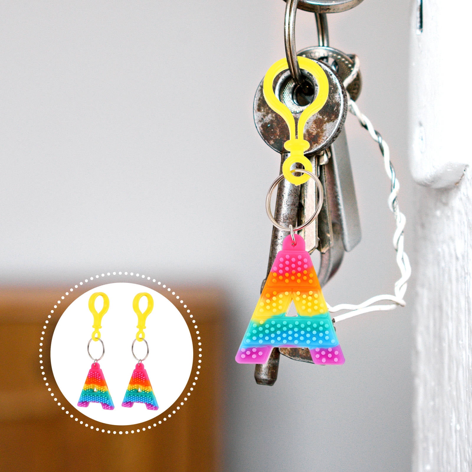 LOLIPPYY 2Pcs Multicolor Alphabet Key Chains with Creative Design for ...