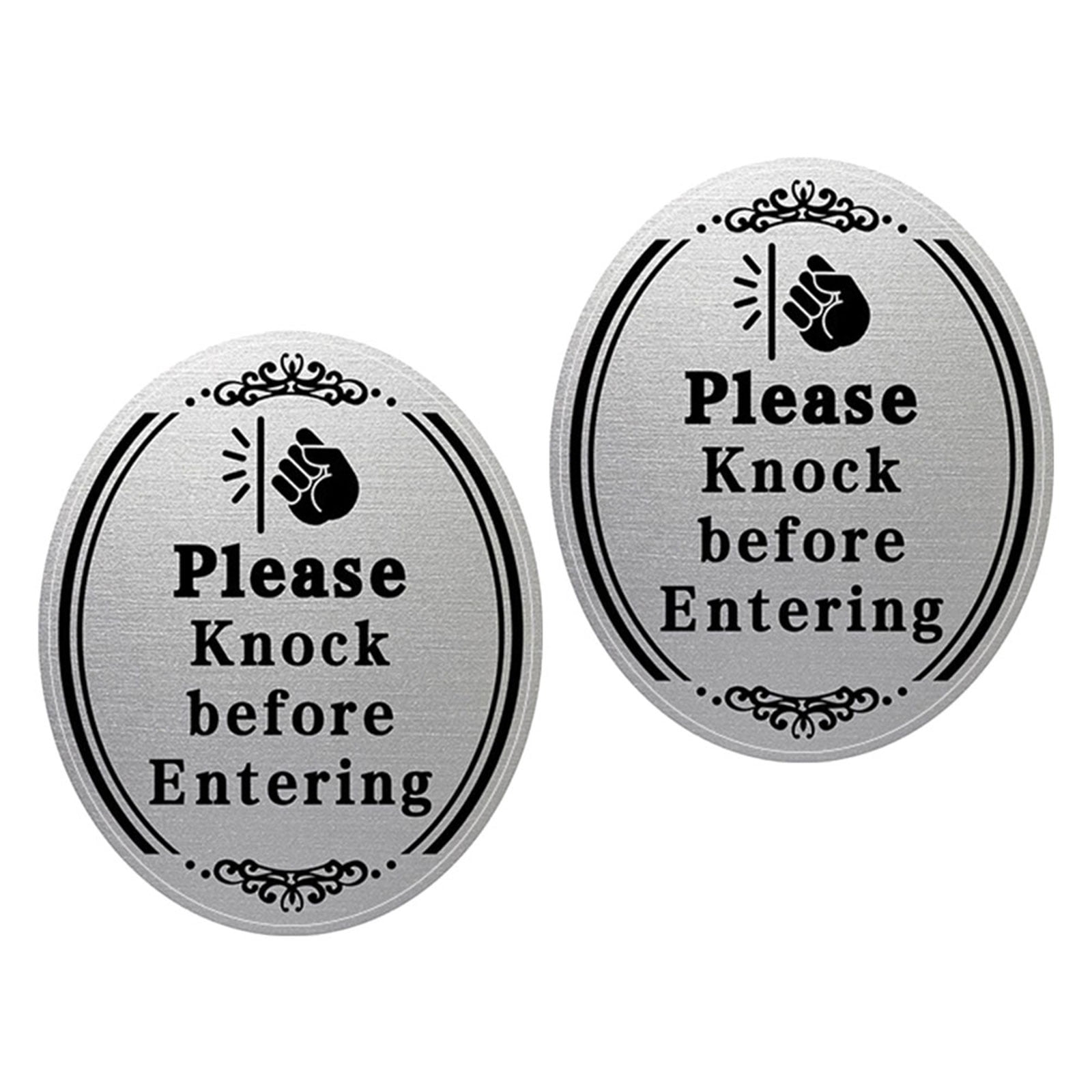 LOLIPPYY 2-Pack Please Knock Before Entering Door Sign, Black Metal ...