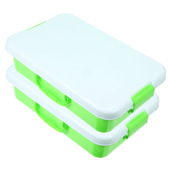 LOLIPPYY 2Pcs Portable Green Plastic Sandbox with Lid Multi Use Storage ...