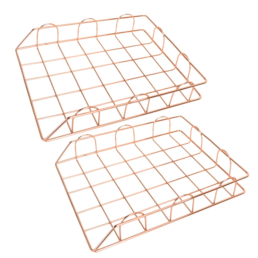 LOLIPPYY 2Pcs Rectangular Iron Storage Rack for Paper Organizer Study ...