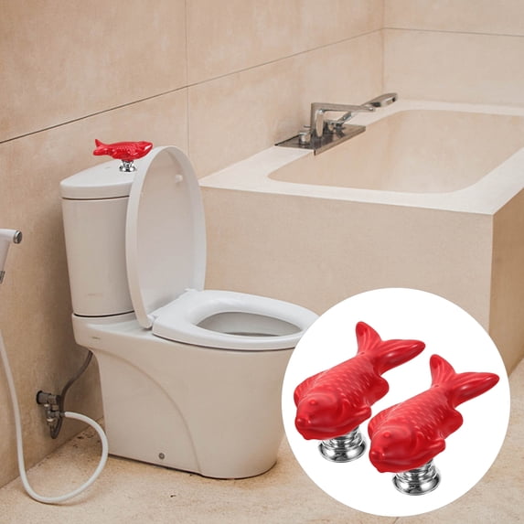 LOLIPPYY 2Pcs Red Fish Shaped Toilet Flush Button Pusher Replacement ...
