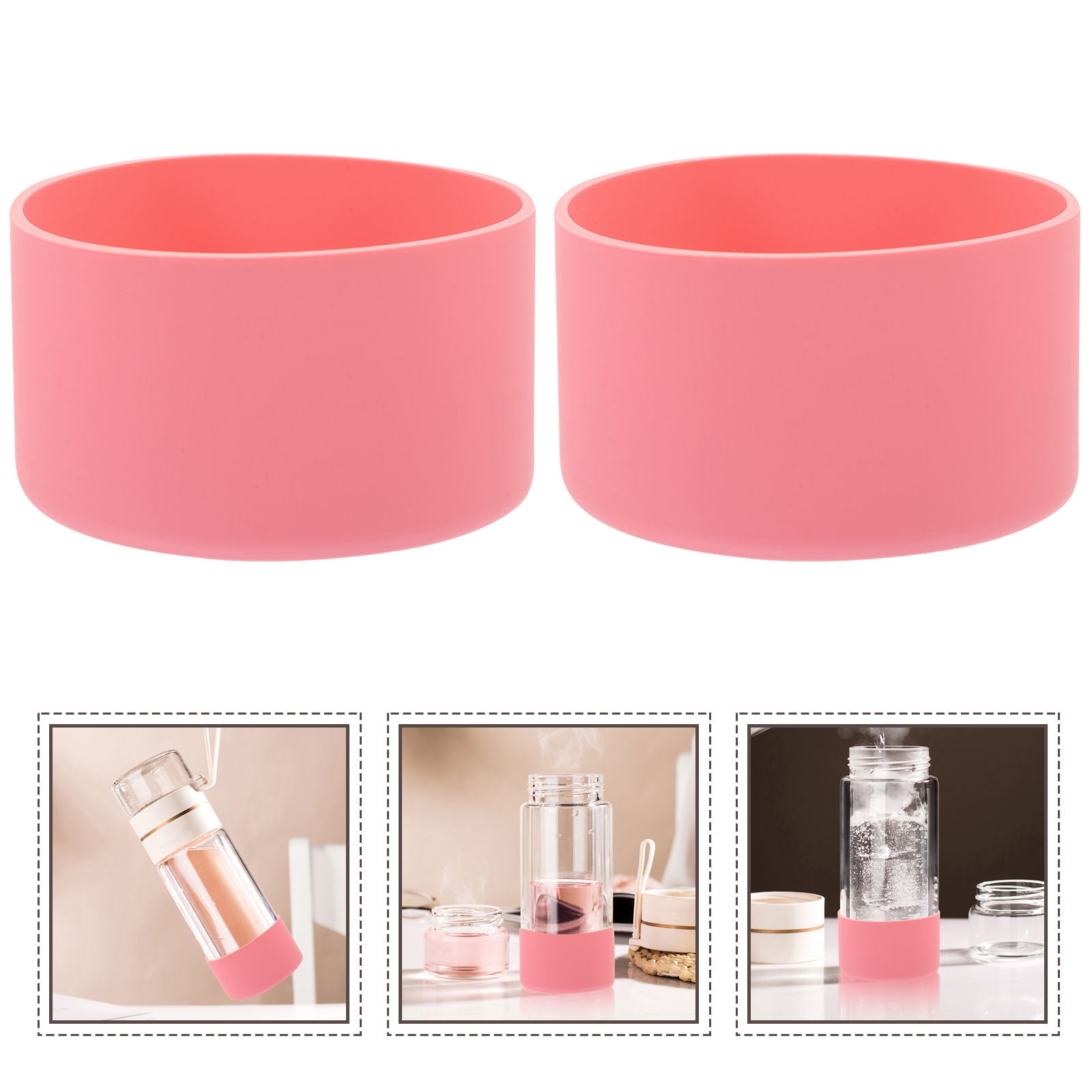 LOLIPPYY 2-Pack Reusable Silicone Water Bottle Boots in with Ergonomic ...