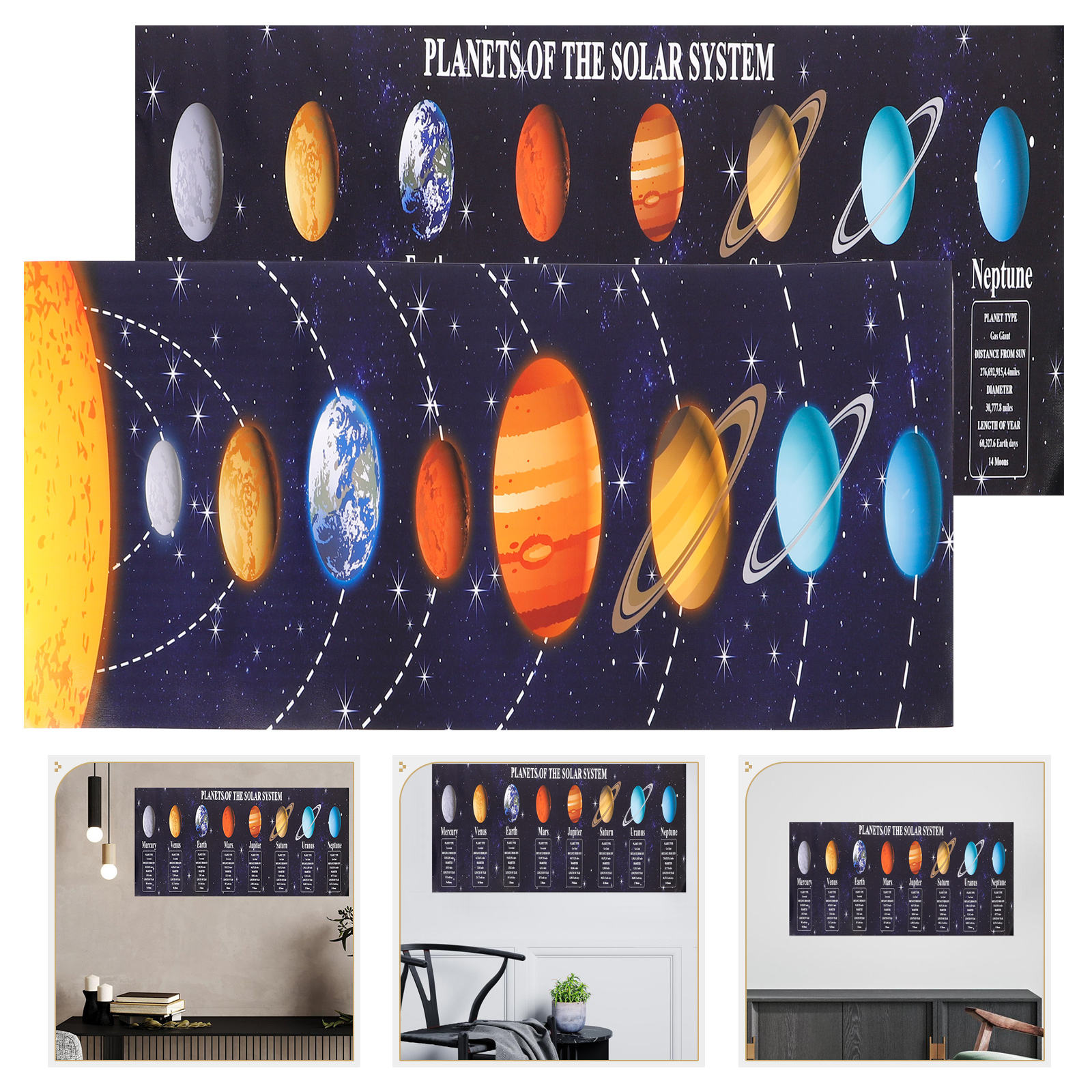 LOLIPPYY 2Pcs Space Posters for Walls Multi Color Astronomy Decor Outer ...