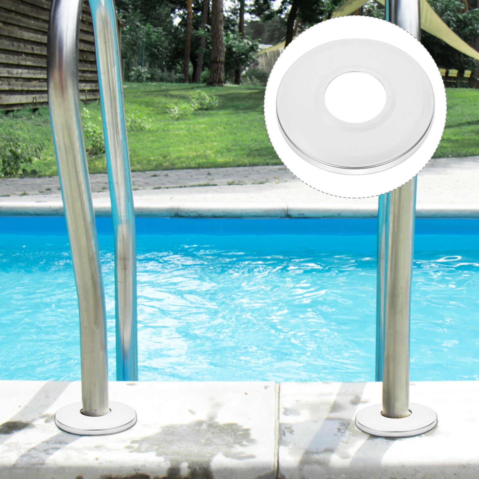 LOLIPPYY 2Pcs Stainless Steel Swimming Pool Ladder Cover Plates Silver ...