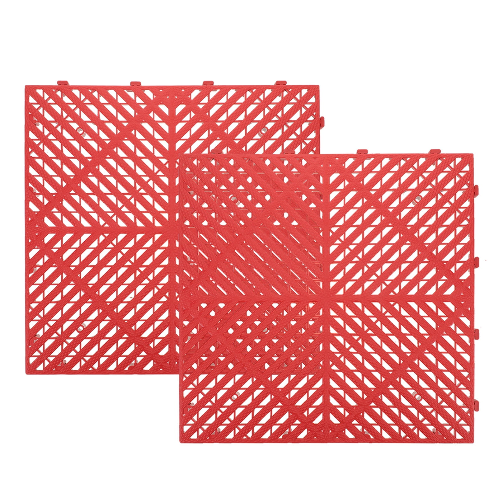 LOLIPPYY 2Pcs Waterproof Red Garage Floor Mats with Heavy Duty Plastic ...