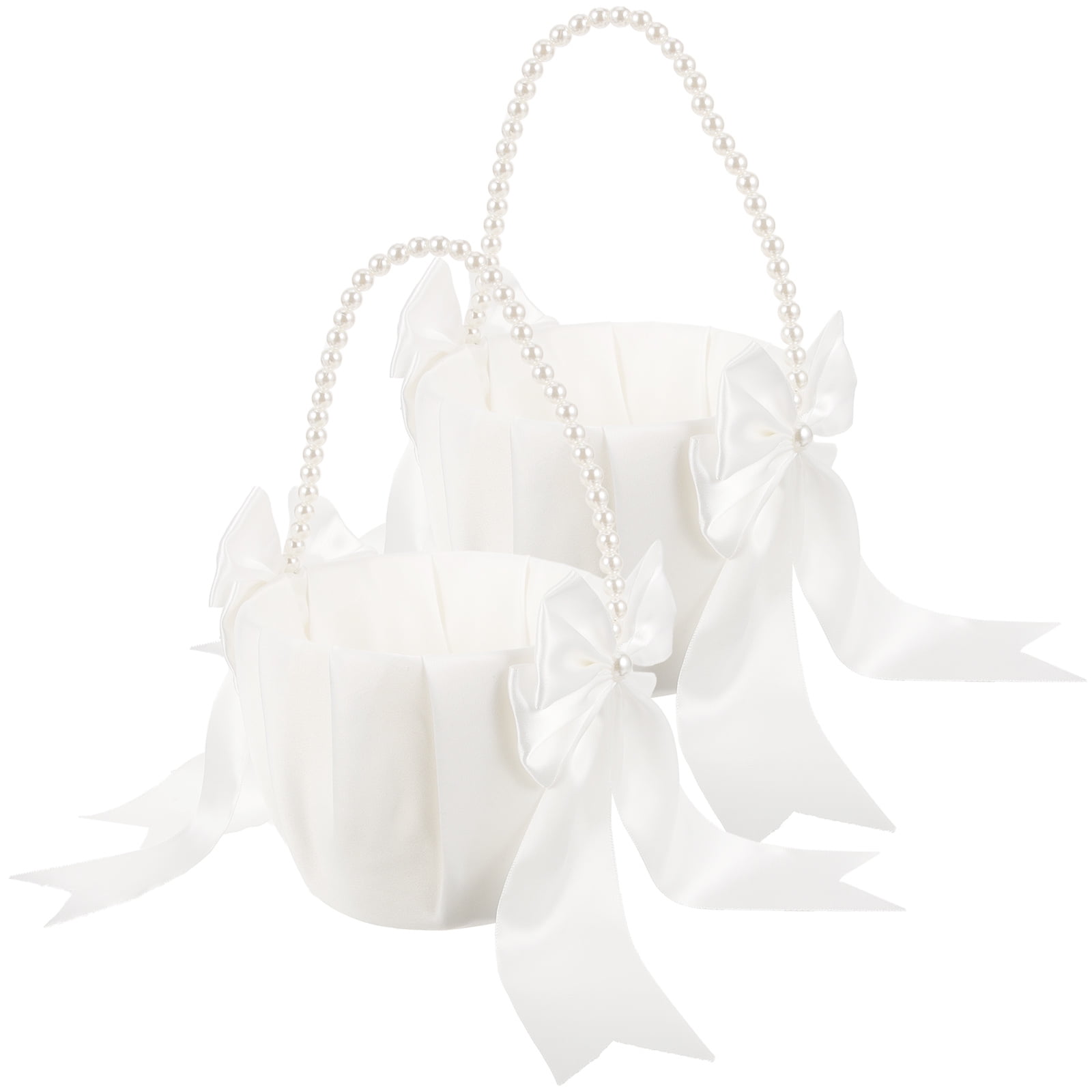 LOLIPPYY Set of 2 White Fabric Wedding Petal Storage Baskets for Bride ...