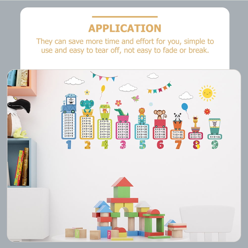 LOLIPPYY 2 Sets PVC Animal Wall Decals Multiplication Table Chart for ...