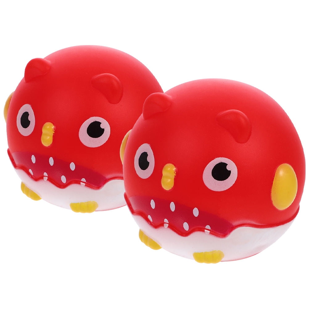 LOLIPPYY 2pcs Puppy Toys for Teething Latex Red Round Head Duck for ...
