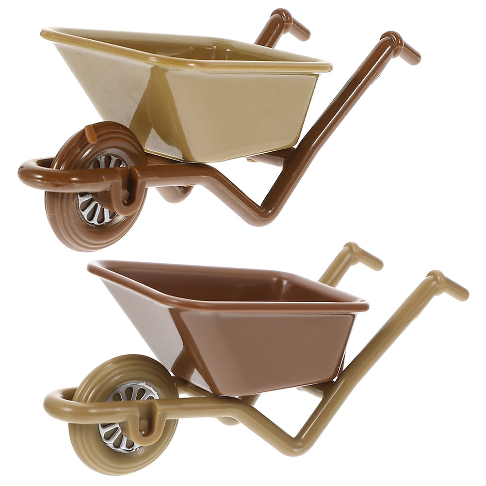 LOLIPPYY 2pcs Tiny Cart Model Mini Garden Trolley Model Miniature Cart ...