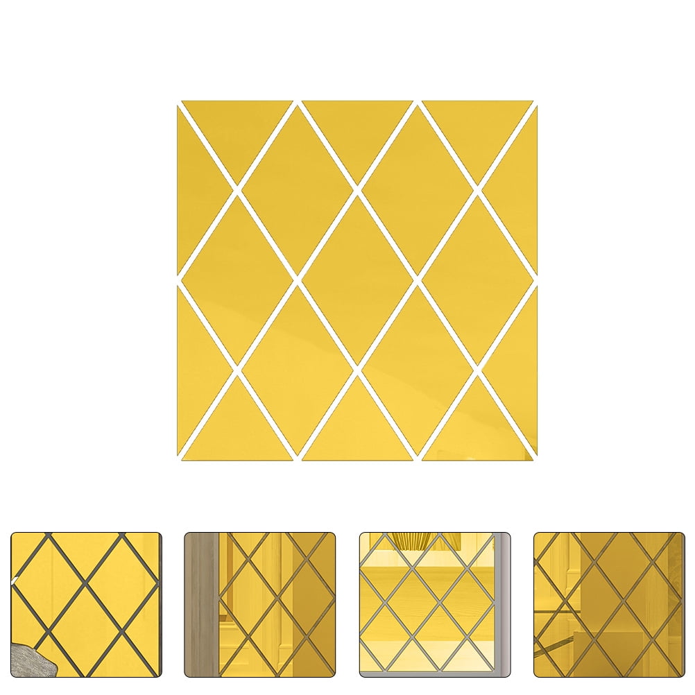 LOLIPPYY 32Pack Acrylic Golden Rhombus Wall Mirror Stickers Peel and ...