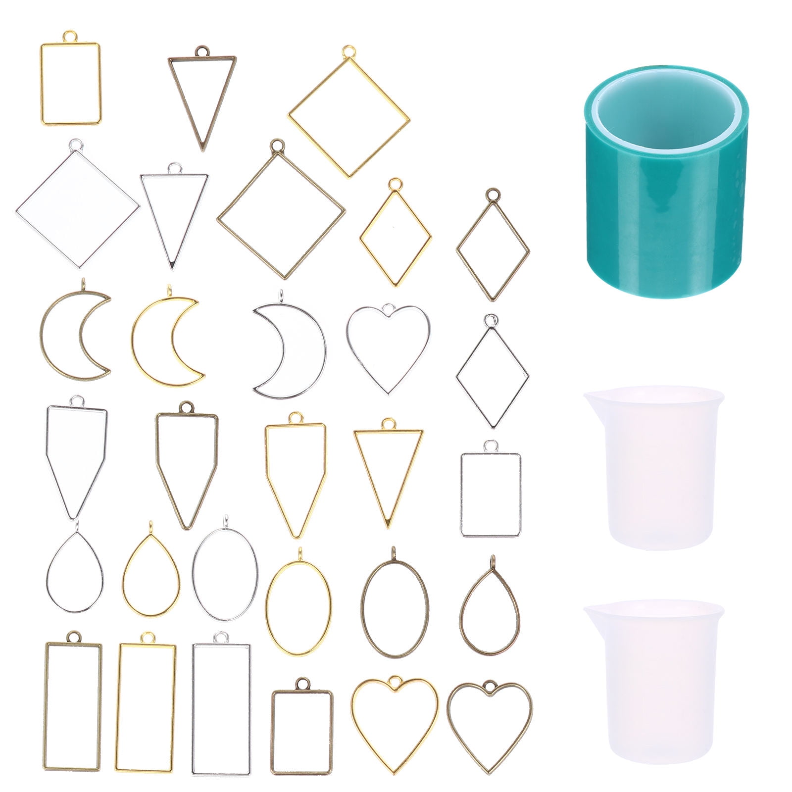 LOLIPPYY 33pcs jewellery making set geometric shape metal bezels ...