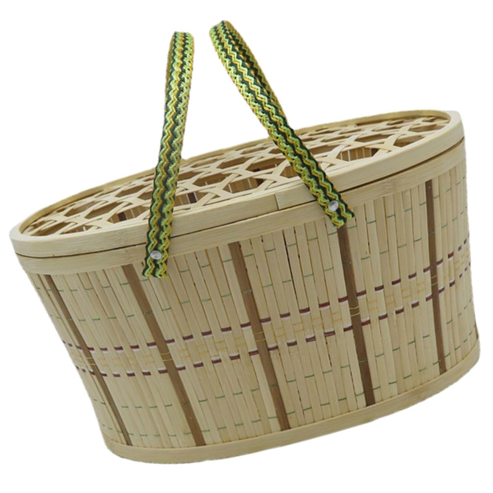 LOLIPPYY 3Pack Round Retro Style Bamboo Food Storage Container 11x6.7x5 ...