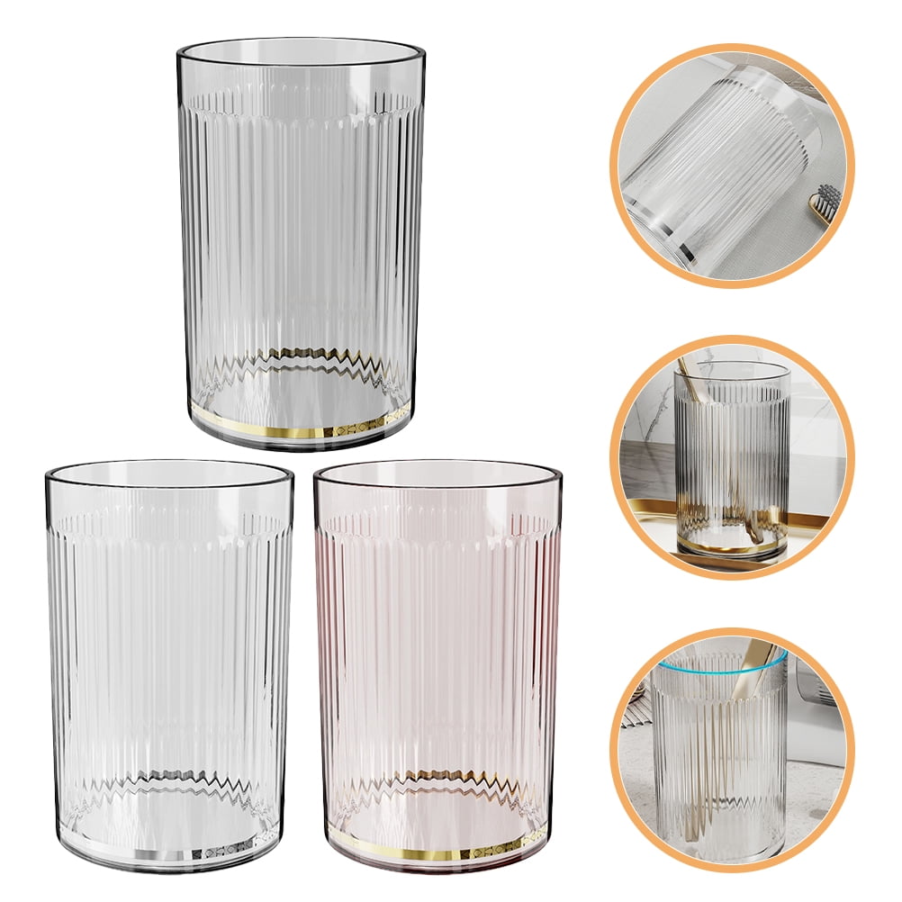 LOLIPPYY 3Pcs Bathroom Cups Reusable Plastic Toothbrush Holders with ...