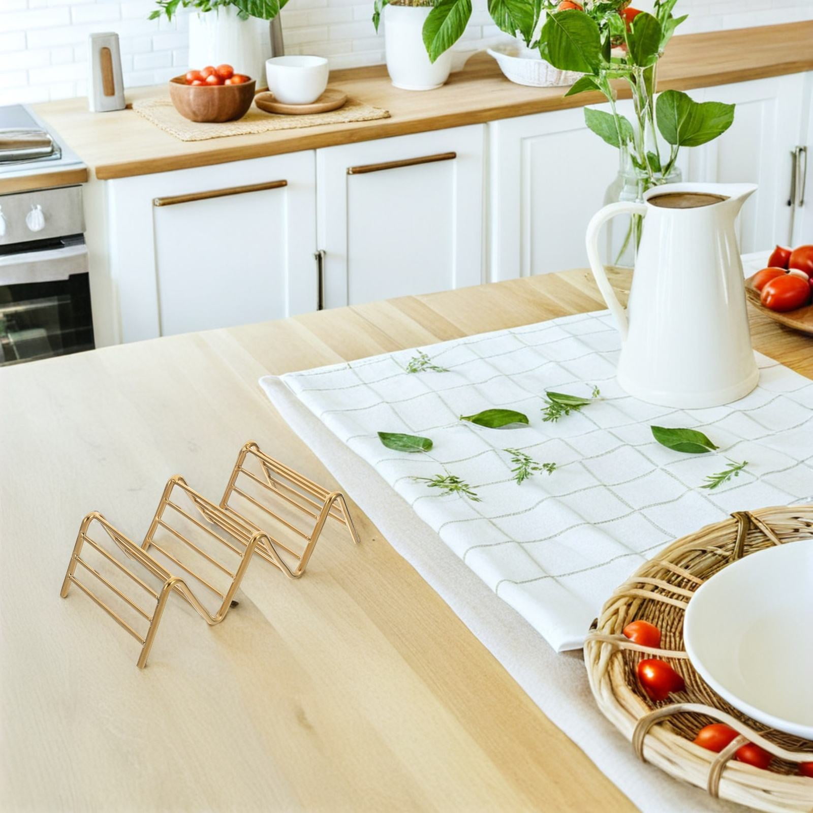 LOLIPPYY 3Pcs Golden Stainless Steel Taco Holder Stand with Stable V ...