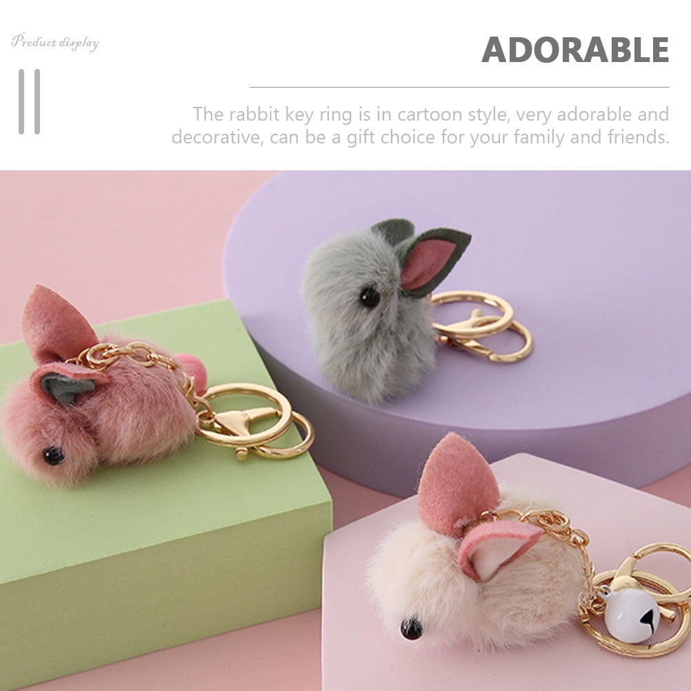 LOLIPPYY 3Pcs Keychain Bunny Cartoon Style Plush Metal For Kids And ...