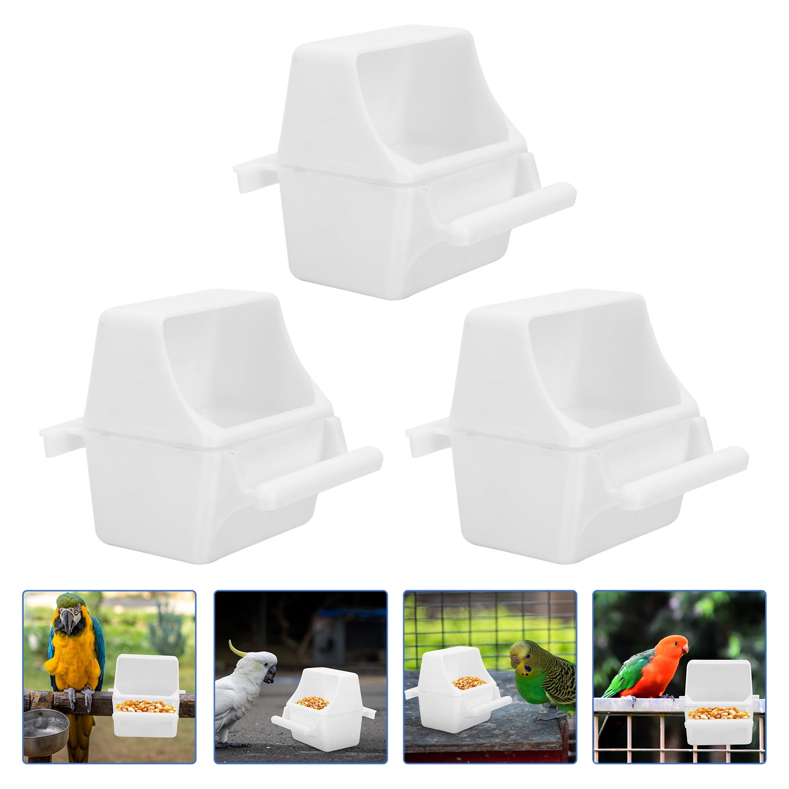 LOLIPPYY 3-Pack Lightweight White Plastic Bird Feeders Splash Proof ...