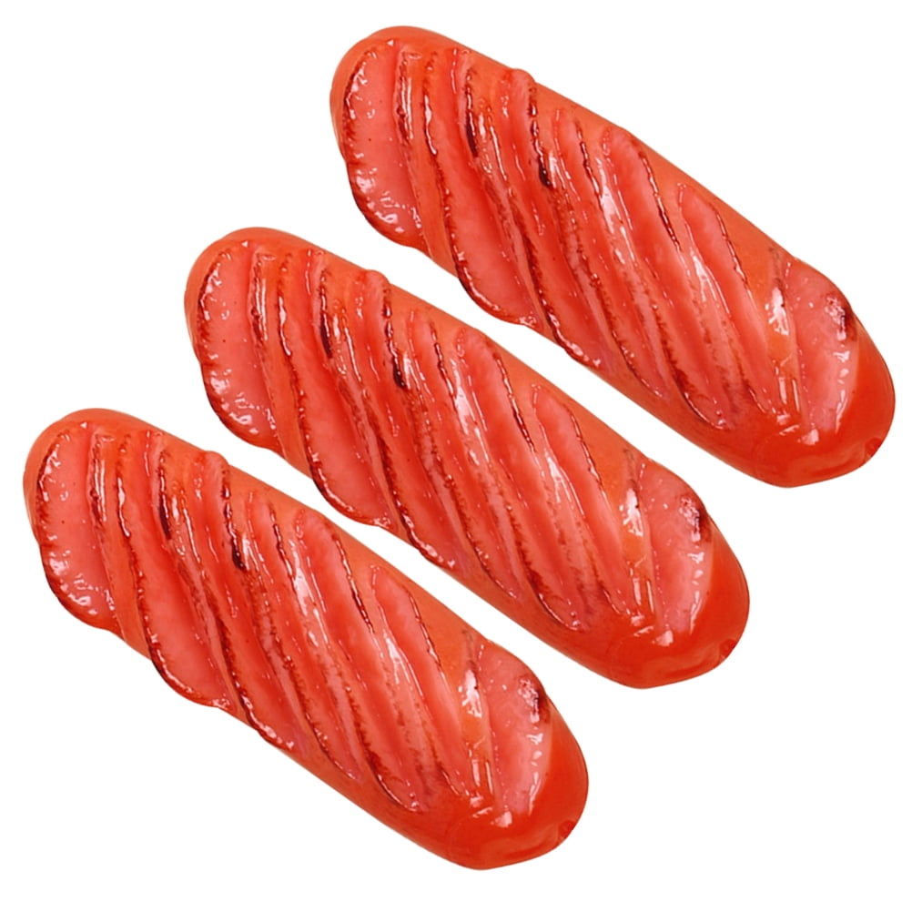 LOLIPPYY 3-Piece Fake Hot Dog Prop Set, Red PVC Simulation Hot Dog ...