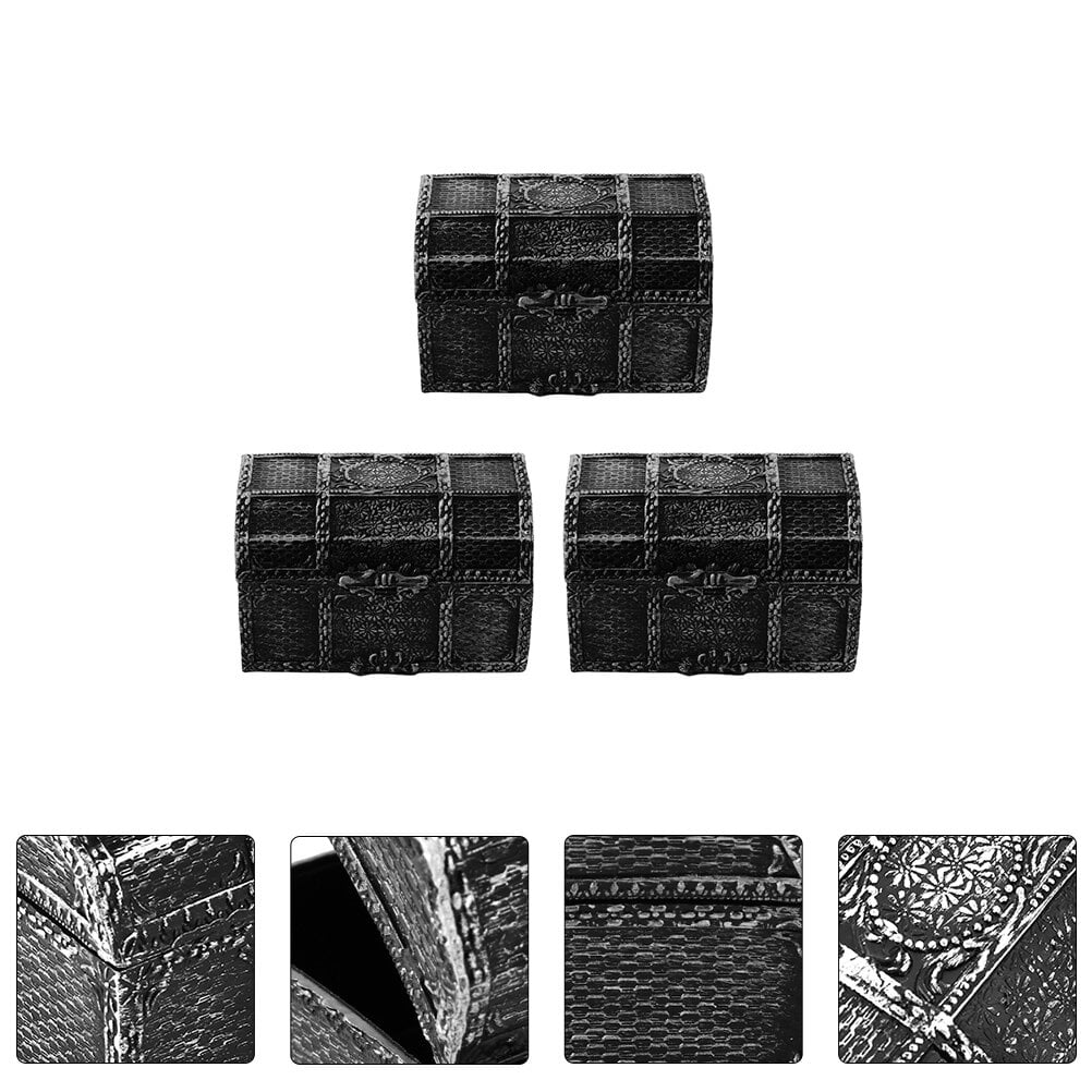 LOLIPPYY 3Pcs Pirate Treasure Chests Black Plastic Storage Role-Play ...