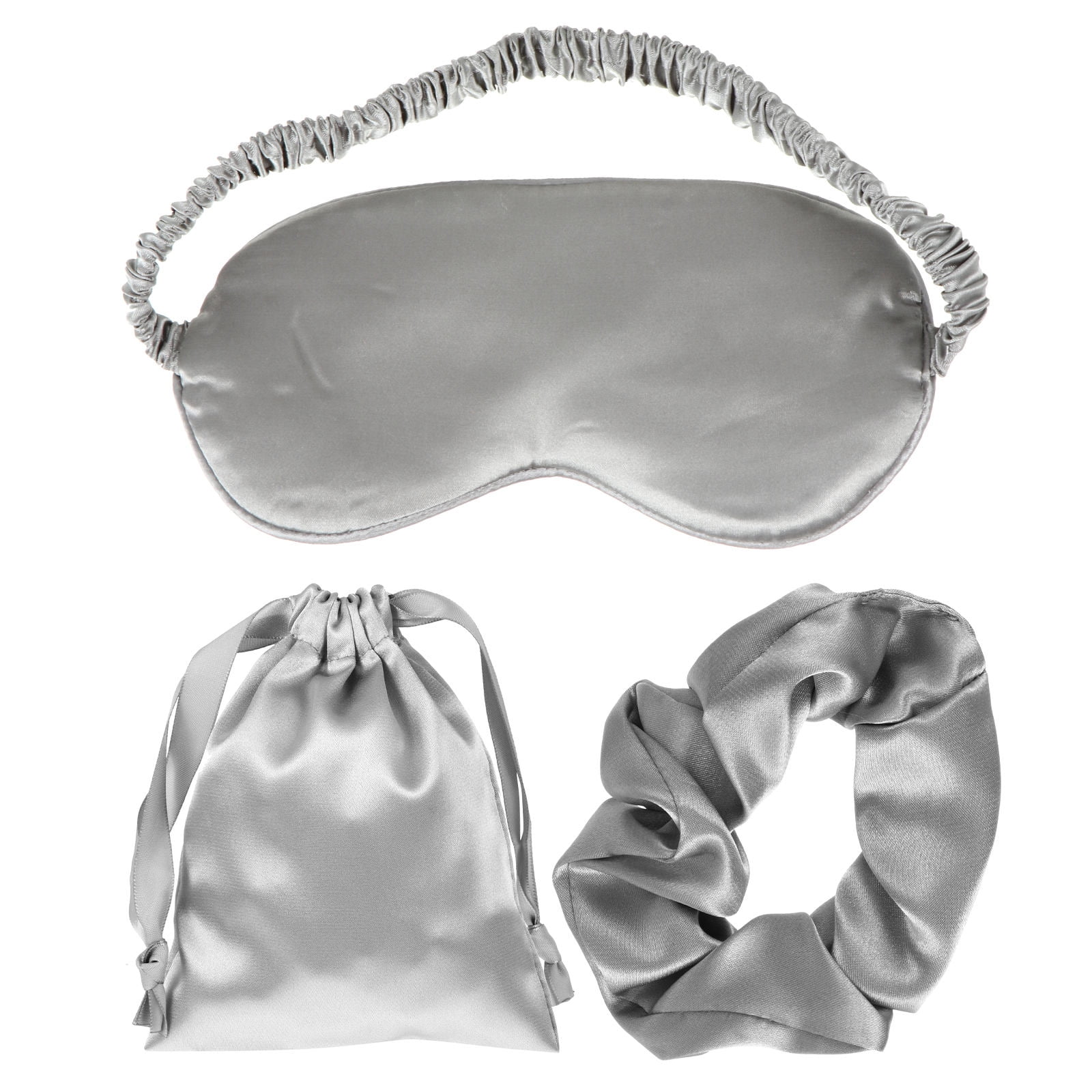 LOLIPPYY 3Pcs Set Eye Mask Kit Grey Artificial Silk Travel Home Hotel ...