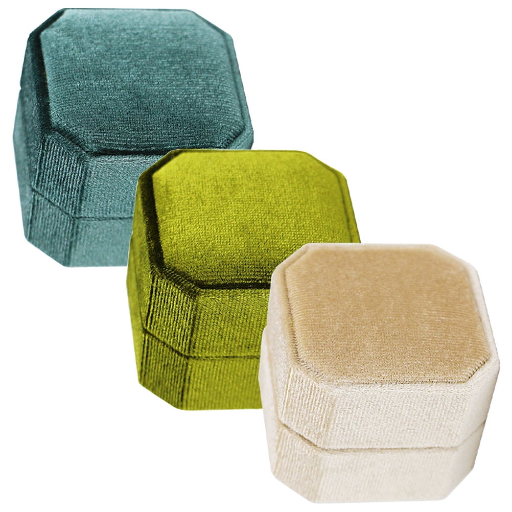 LOLIPPYY 3Pcs Stylish Corduroy Ring Boxes Compact Engagement Ring Case ...