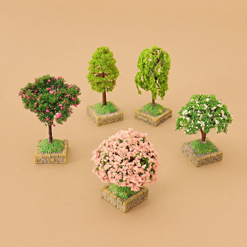 LOLIPPYY 3-Pack Plastic Diorama Trees for Model Train Scenery ...