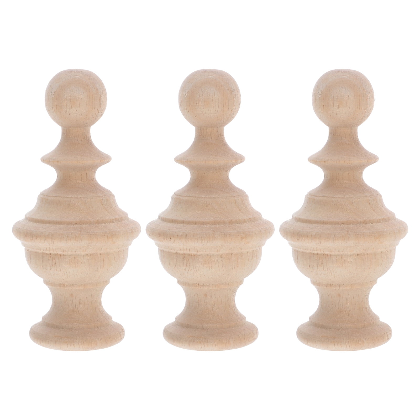 LOLIPPYY 3pcs Unfinished Wood Finials: Bed Post Finial for Curtain Rods ...