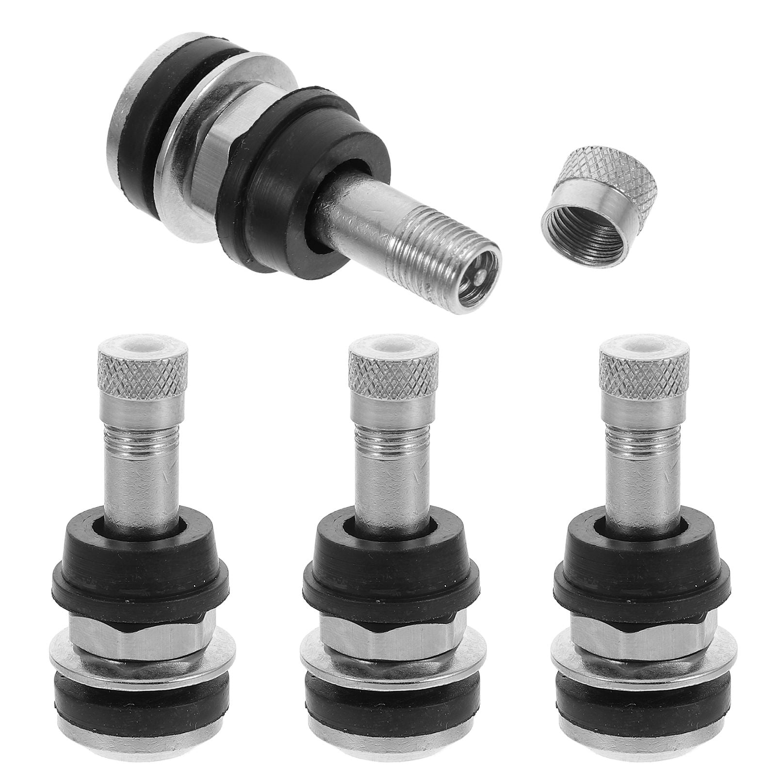 LOLIPPYY 4 Pack Black Tire Valve Stems for Car Use Rubber and Chrome ...