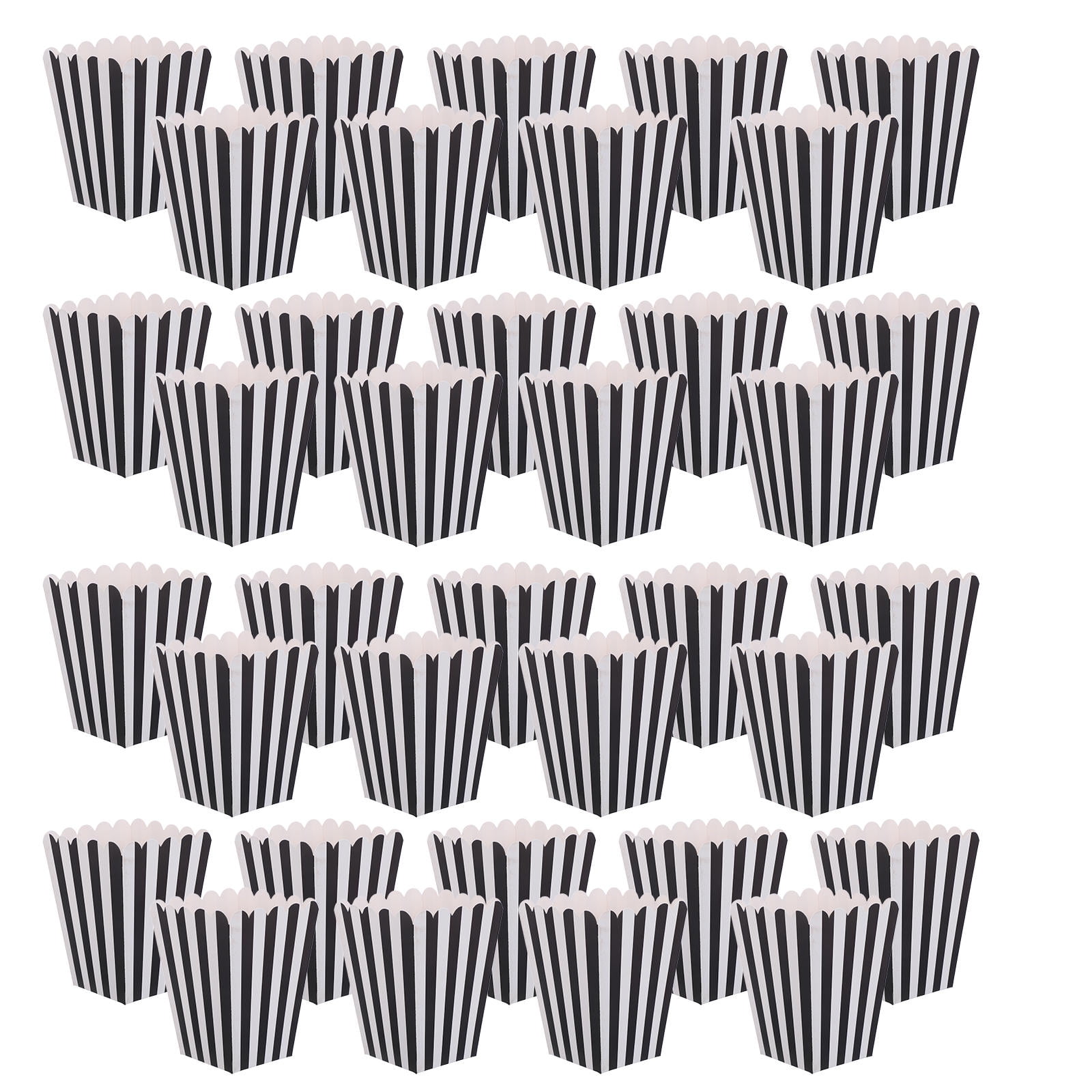 LOLIPPYY 48Pcs Black Paper Popcorn Buckets with Vivid Striped Prints ...