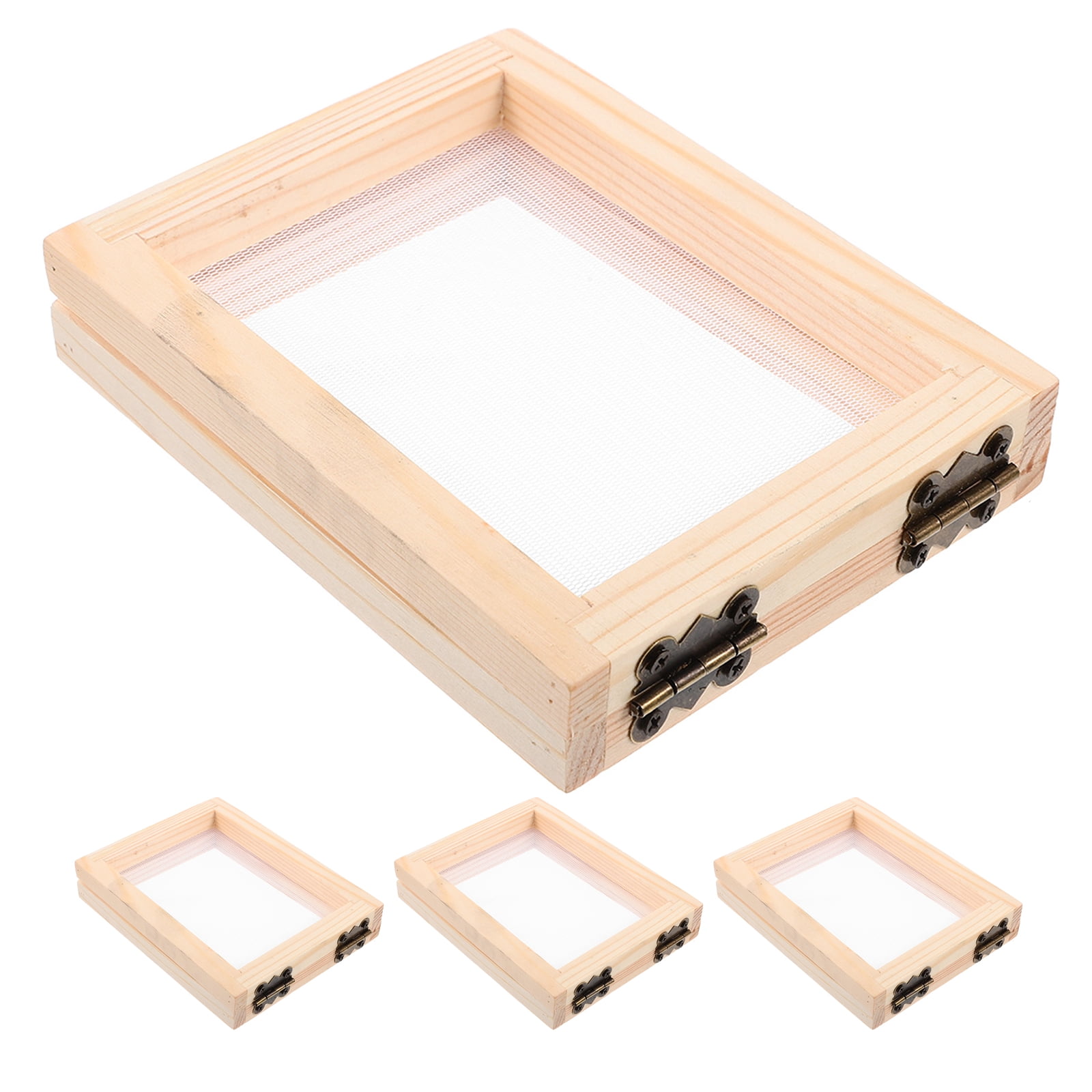 LOLIPPYY 4PCS Wooden Paper Making Screens with Mesh - Papermaking Frame ...