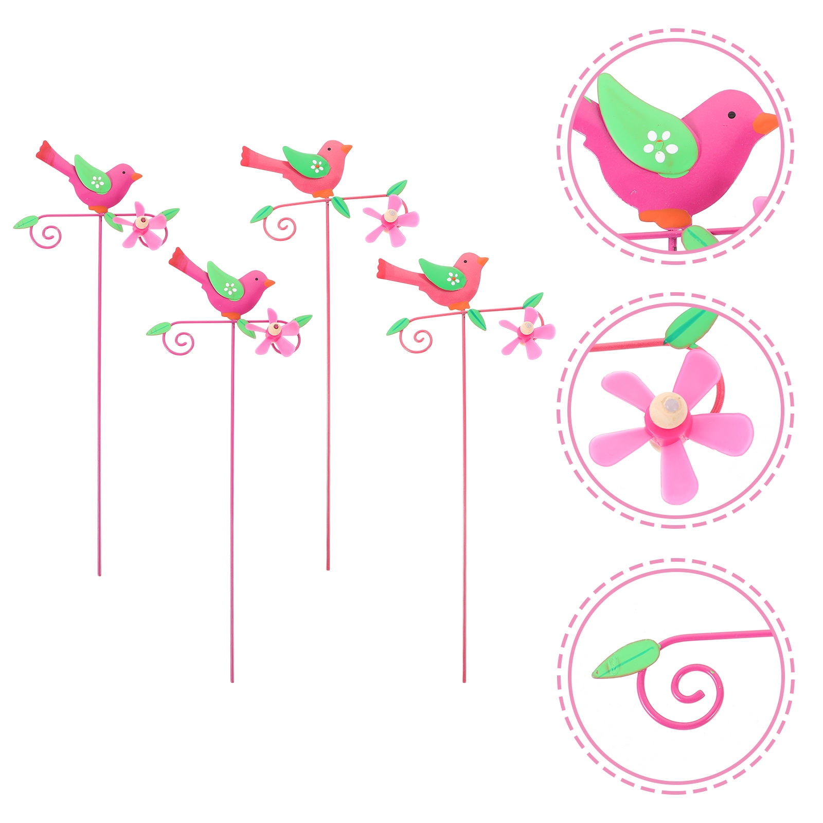 LOLIPPYY 4Pcs Assorted Color Birds Lawn Stakes for Garden Decoration ...