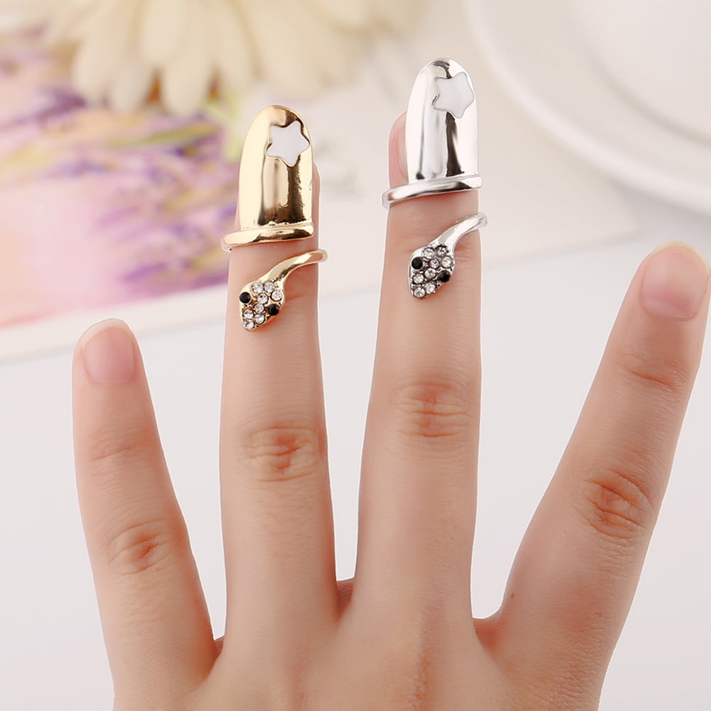 LOLIPPYY 4Pcs Fingernail Jewelry Metal Nails For Fingers Stackable ...