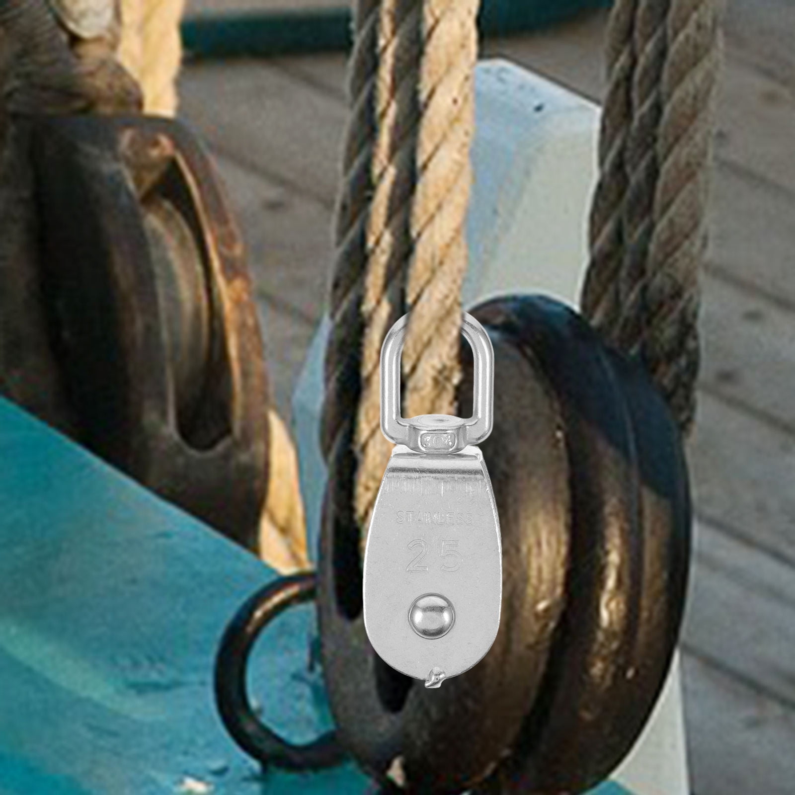 LOLIPPYY 4Pcs Heavy Duty Stainless Steel Single Pulley Block for ...