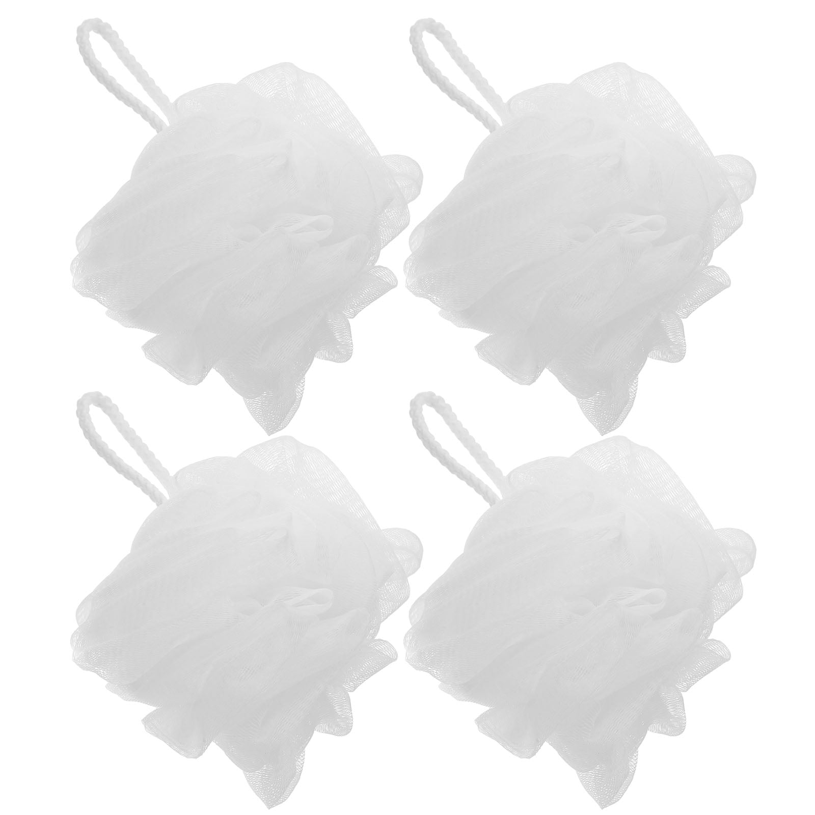 LOLIPPYY 4Pcs Large White Bath Flower Ball Body Scrubber for Shower ...